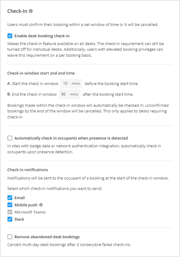 Global Desk Booking Settings